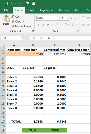 Gage Block Calculations